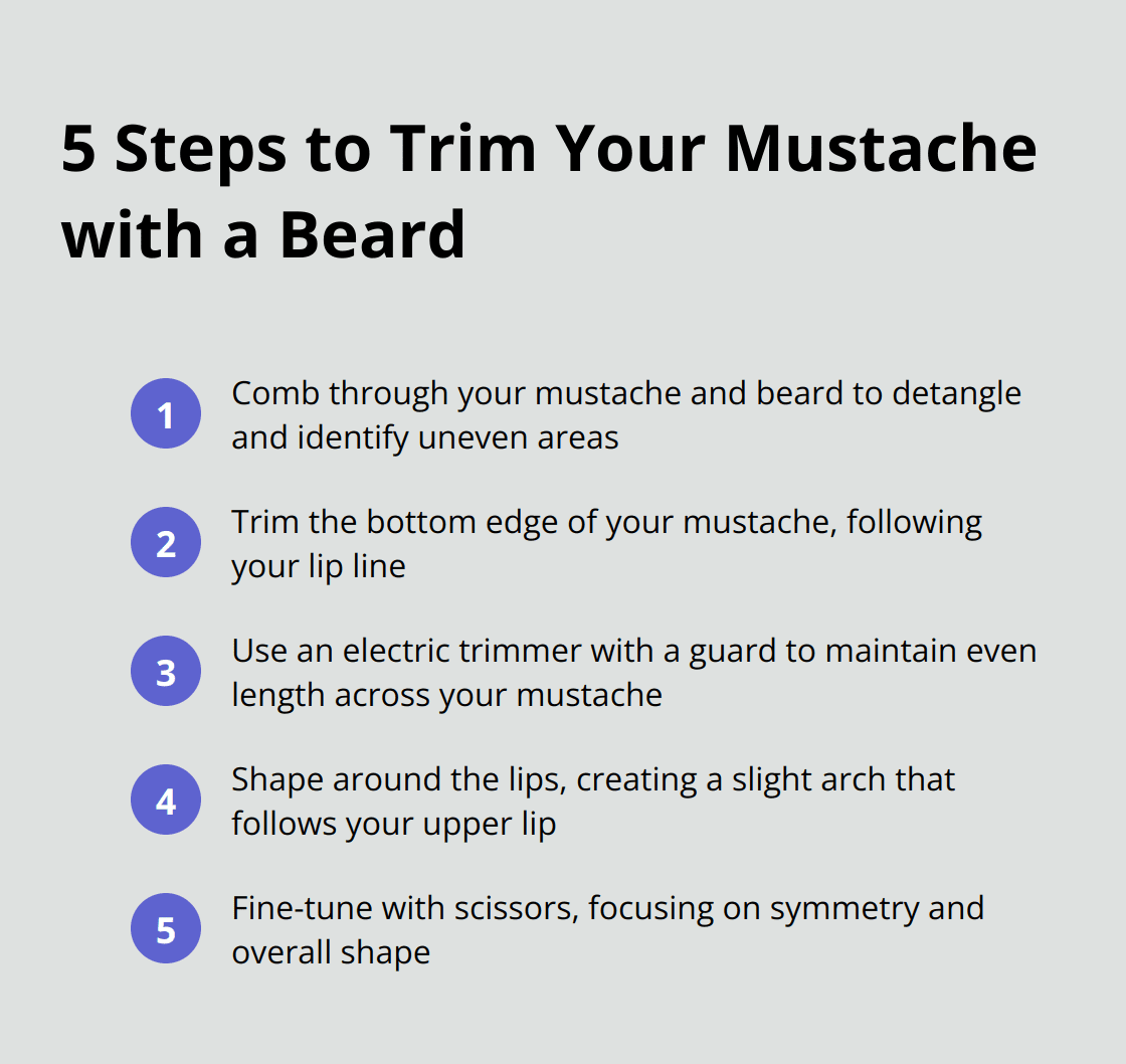 How to Trim Your Mustache with a Beard - Barber Craft